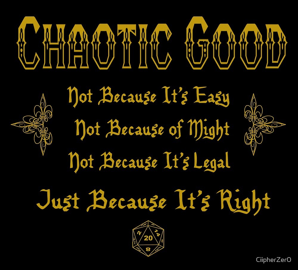 "Chaotic Good - Solid Black, Sticker" by CiipherZer0 | Redbubble