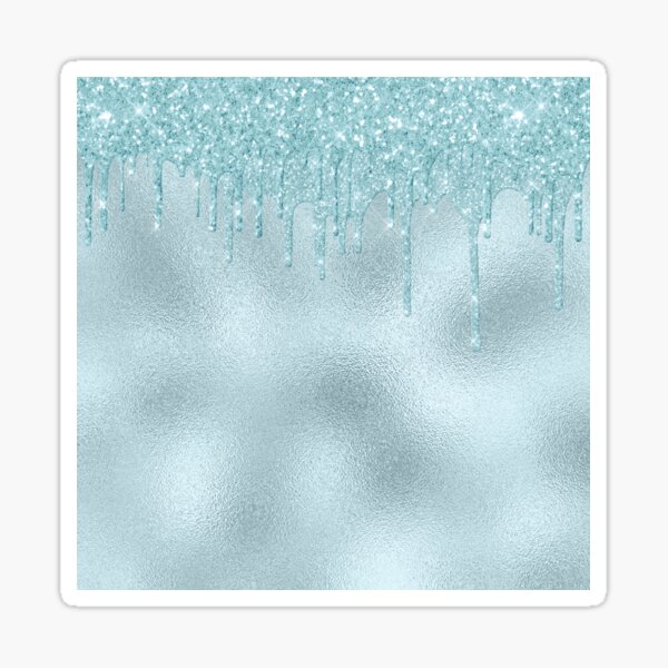 "Ice Blue Glitter Rain Droplets on Blue Metal Foil Texture" Sticker for ...