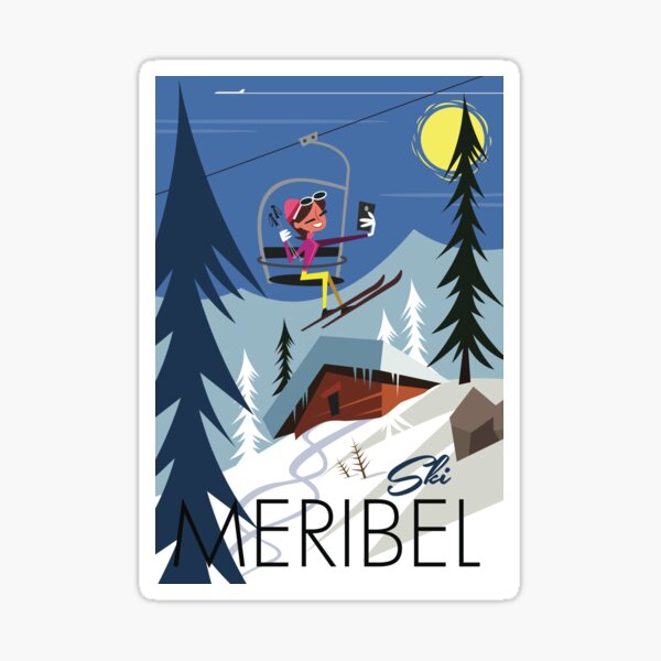 "Meribel Ski poster" Sticker for Sale by Gary Godel | Redbubble
