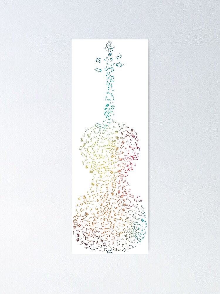 "Rainbow violin musical notes" Poster for Sale by AdiDsgn | Redbubble