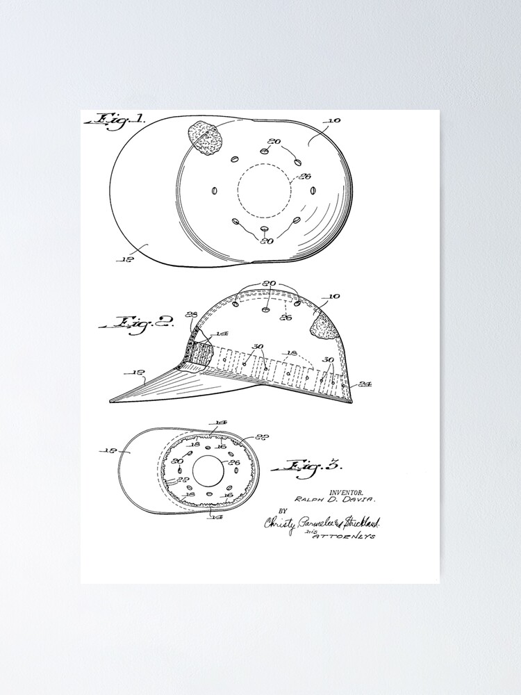 "Baseball Cap Vintage Patent Hand Drawing" Poster for Sale by ...