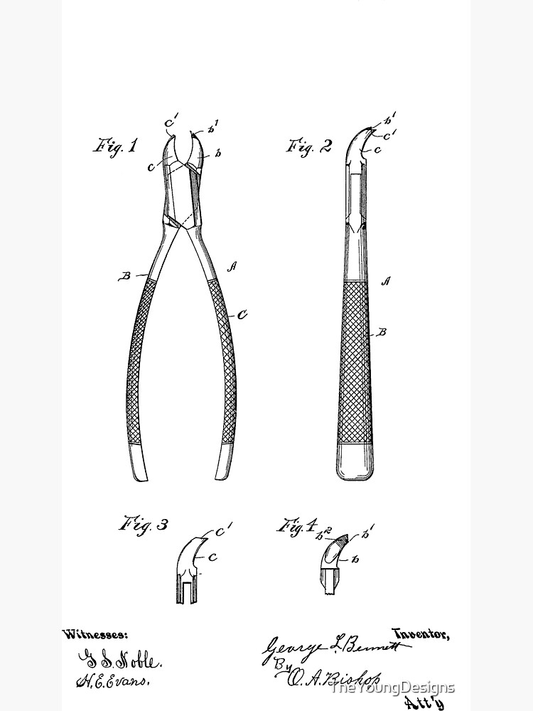 "Dental Forceps Vintage Patent Hand Drawing" Art Print by ...