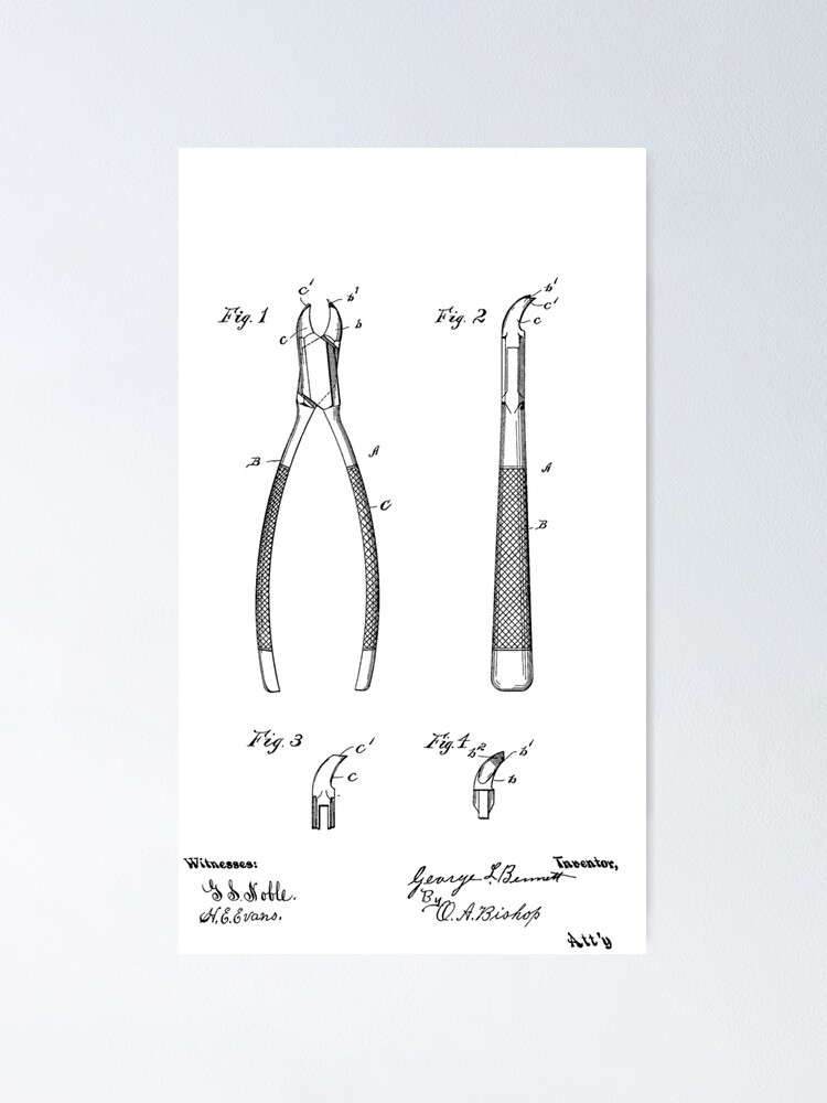 "Dental Forceps Vintage Patent Hand Drawing" Poster for Sale by ...