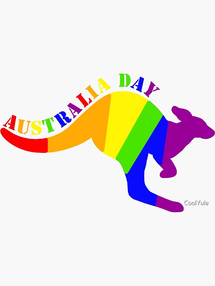 "Australia Day Rainbow Kangaroo" Sticker by CoolYule | Redbubble