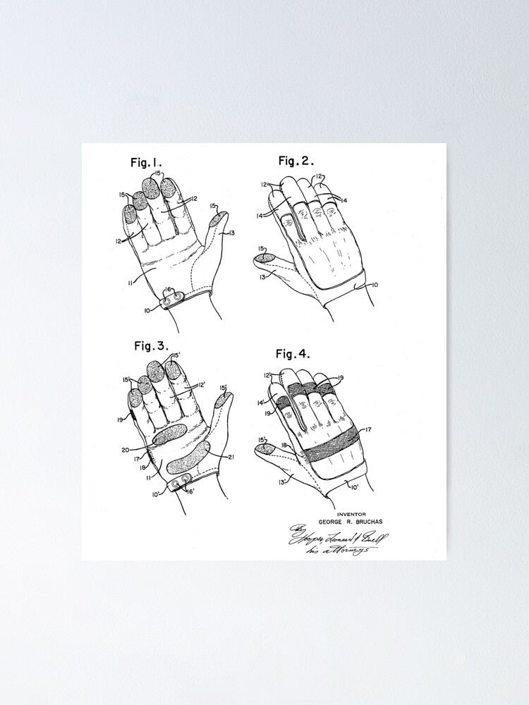 "Football Glove Vintage Patent Hand Drawing" Poster by TheYoungDesigns ...