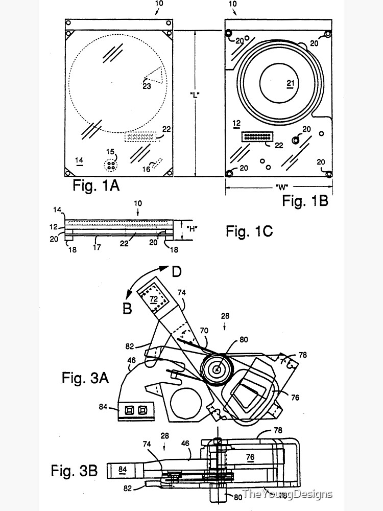 "Hard Disk Drive Vintage Patent Hand Drawing" Poster by TheYoungDesigns ...