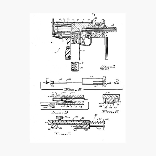 "Machine Gun Adaptor Vintage Patent Hand Drawing" Photographic Print by ...