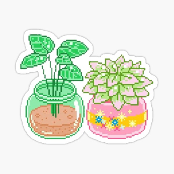 "aesthetic pixelated plants " Sticker for Sale by suzangg | Redbubble
