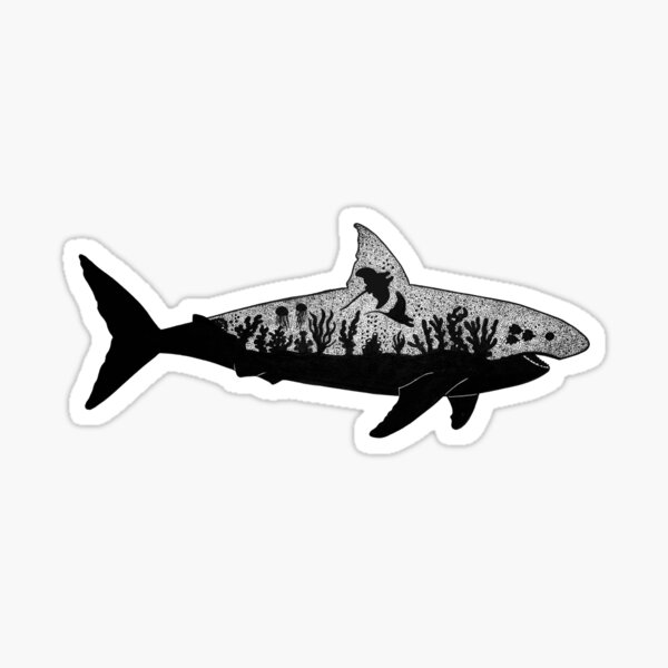 "Seascape Great White " Sticker for Sale by macsutton24 | Redbubble