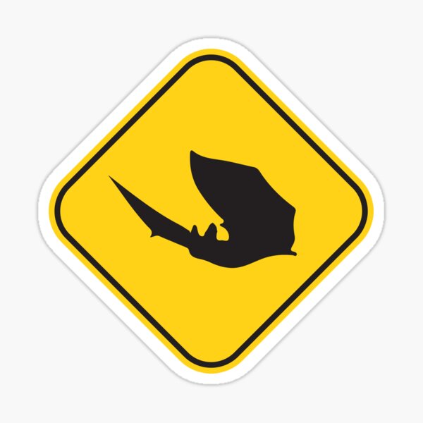 "Bat crossing/caution road sign!" Sticker for Sale by ArtBart | Redbubble