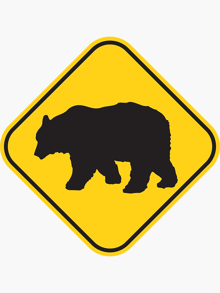 "Bear crossing/caution road sign!" Sticker by ArtBart | Redbubble