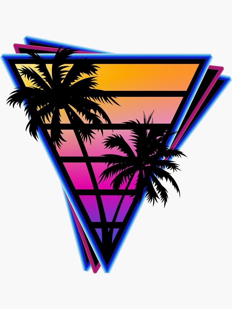 "Retrowave style triangle sticker design" Sticker by StickerShanty ...