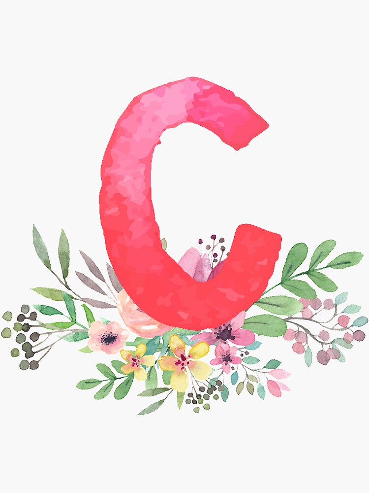 "Floral Watercolor Letter: C" Sticker by gabbyvandekas | Redbubble