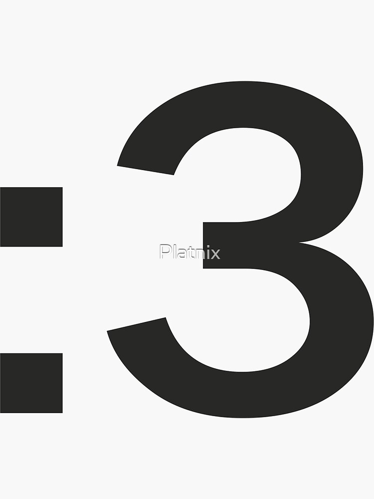 ":3 Cat Face - Text Emoticon/Emoji" Sticker for Sale by Platnix | Redbubble