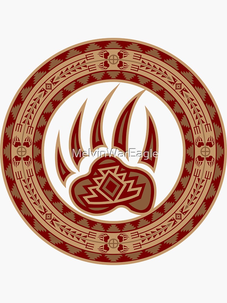 "Bear Spirit Maroon " Sticker by MelvinWarEagle | Redbubble