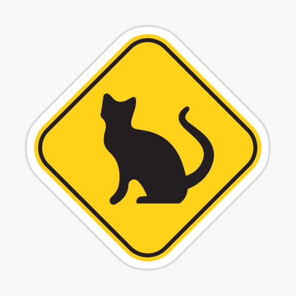 "Cat crossing/caution road sign!" Sticker for Sale by ArtBart | Redbubble