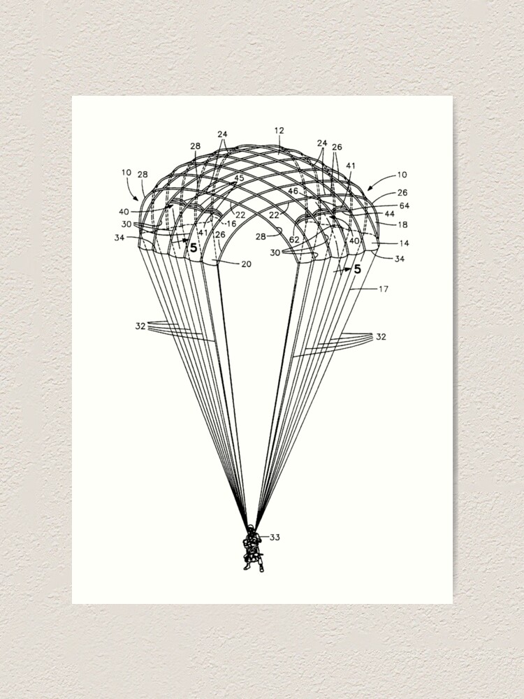 "Parachute Vintage Patent Hand Drawing" Art Print for Sale by ...