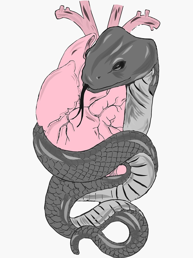 "Snake wrapped around heart " Sticker for Sale by mxrgxn | Redbubble