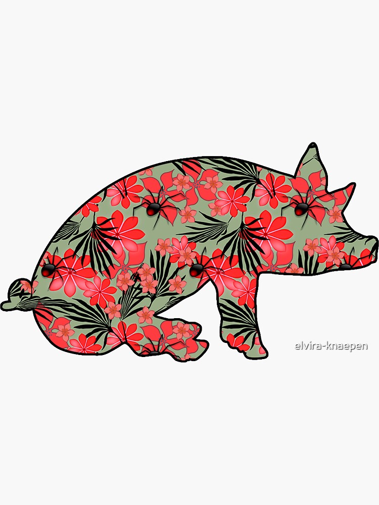 "happy pig" Sticker by elvira-knaepen | Redbubble
