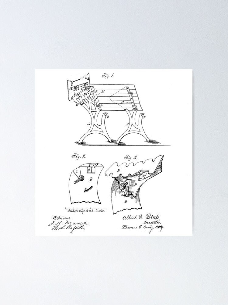 "School Desks and Seats Vintage Patent Hand Drawing" Poster by ...