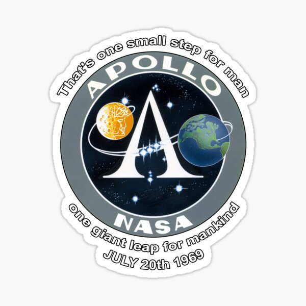 "NASA Apollo Program Patch One Small Step Moon Landing" Sticker by ...