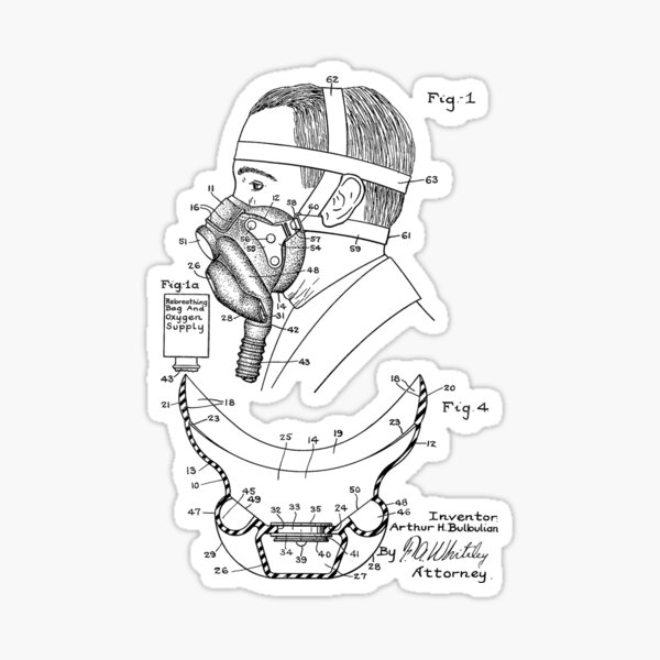 "Aviation Mask Vintage Patent Hand Drawing" Sticker for Sale by ...