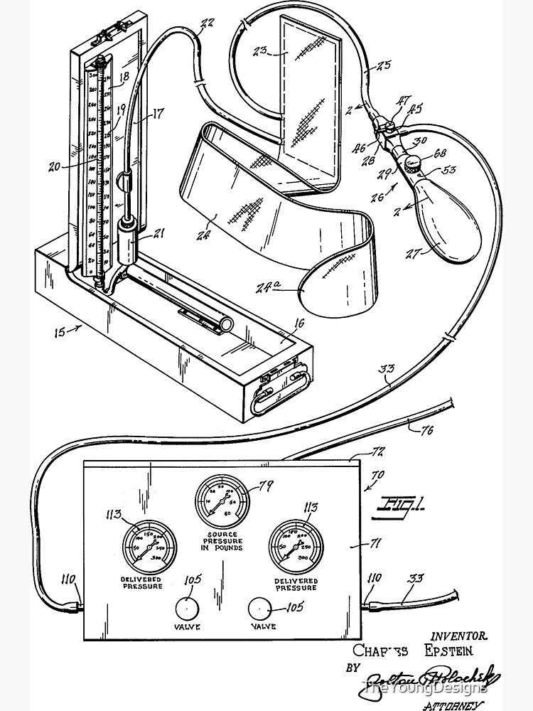 "Blood Pressure Taking Device Vintage Patent Hand Drawing" Poster by ...