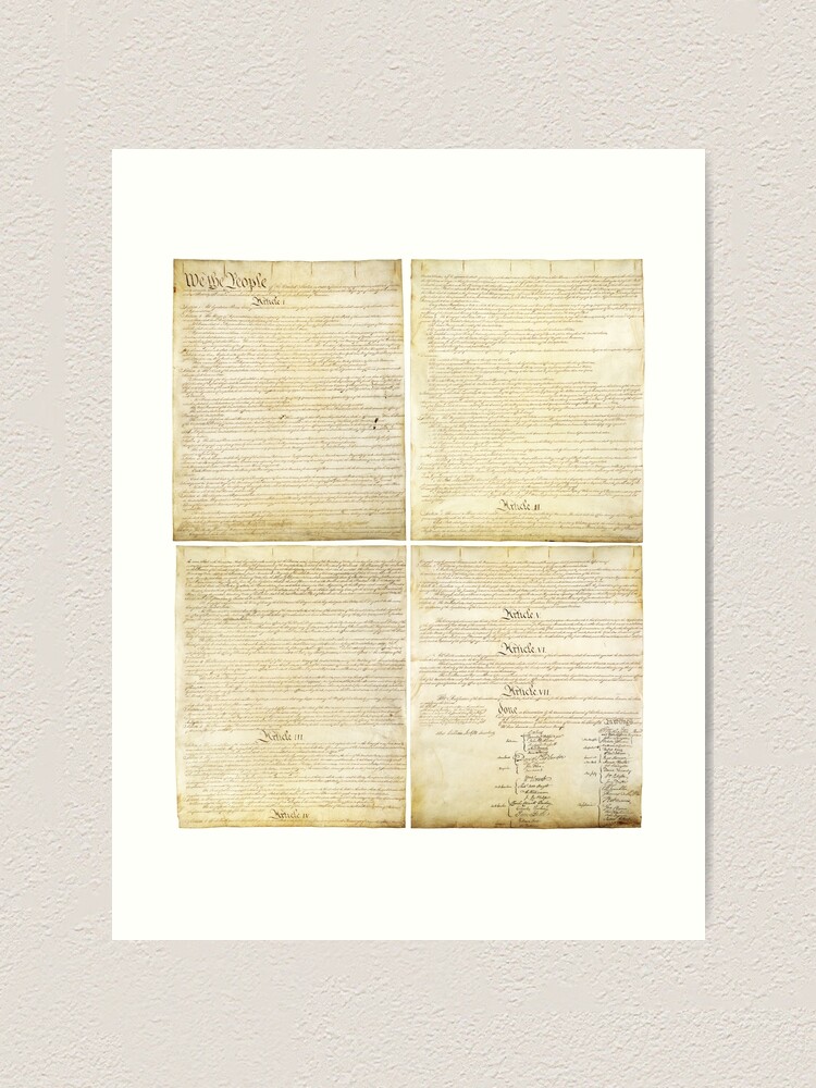 "Original Scan of the United States Constitution Pages 1-4" Art Print ...