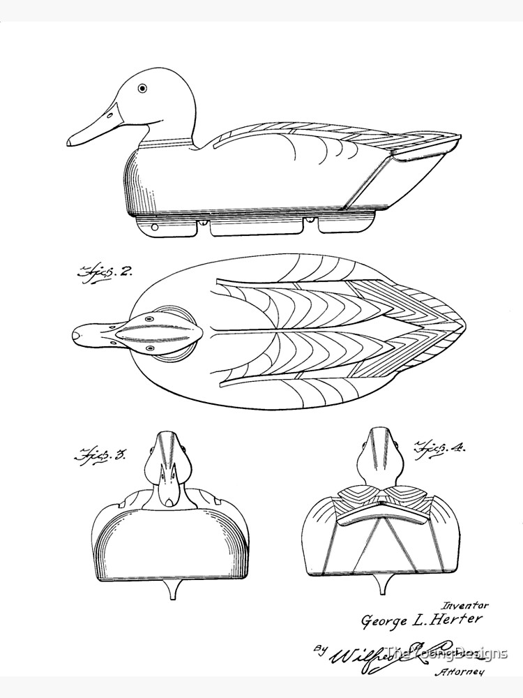 "Duck Decoy Vintage Patent Hand Drawing" Poster by TheYoungDesigns ...
