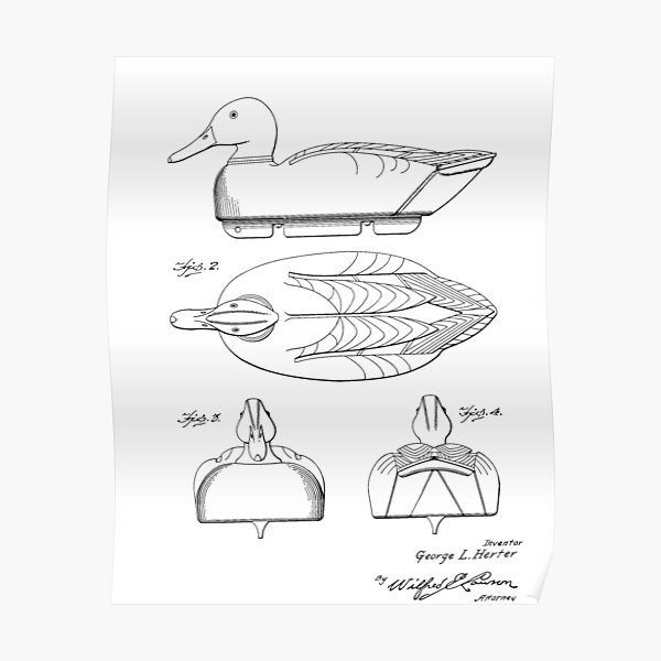 "Duck Decoy Vintage Patent Hand Drawing" Poster by TheYoungDesigns ...