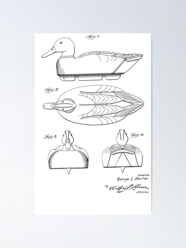 "Duck Decoy Vintage Patent Hand Drawing" Poster by TheYoungDesigns ...