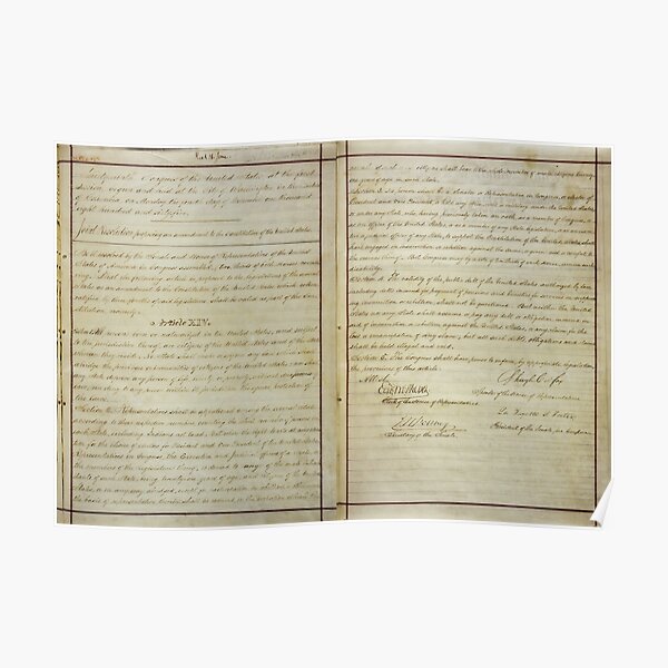 "Original 14th Amendment of the United States Constitution" Poster for ...