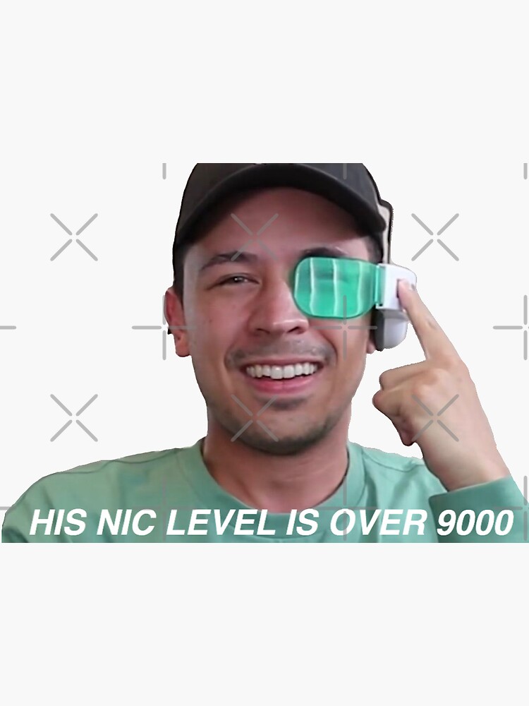 "his nic level is over 9000" Sticker for Sale by alexa1125 | Redbubble