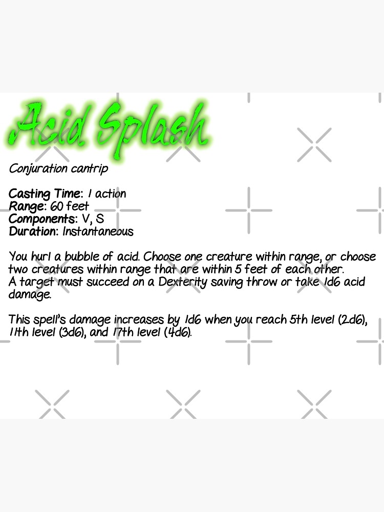 "Spell: Acid Splash" Poster for Sale by Judge-Hatchet | Redbubble