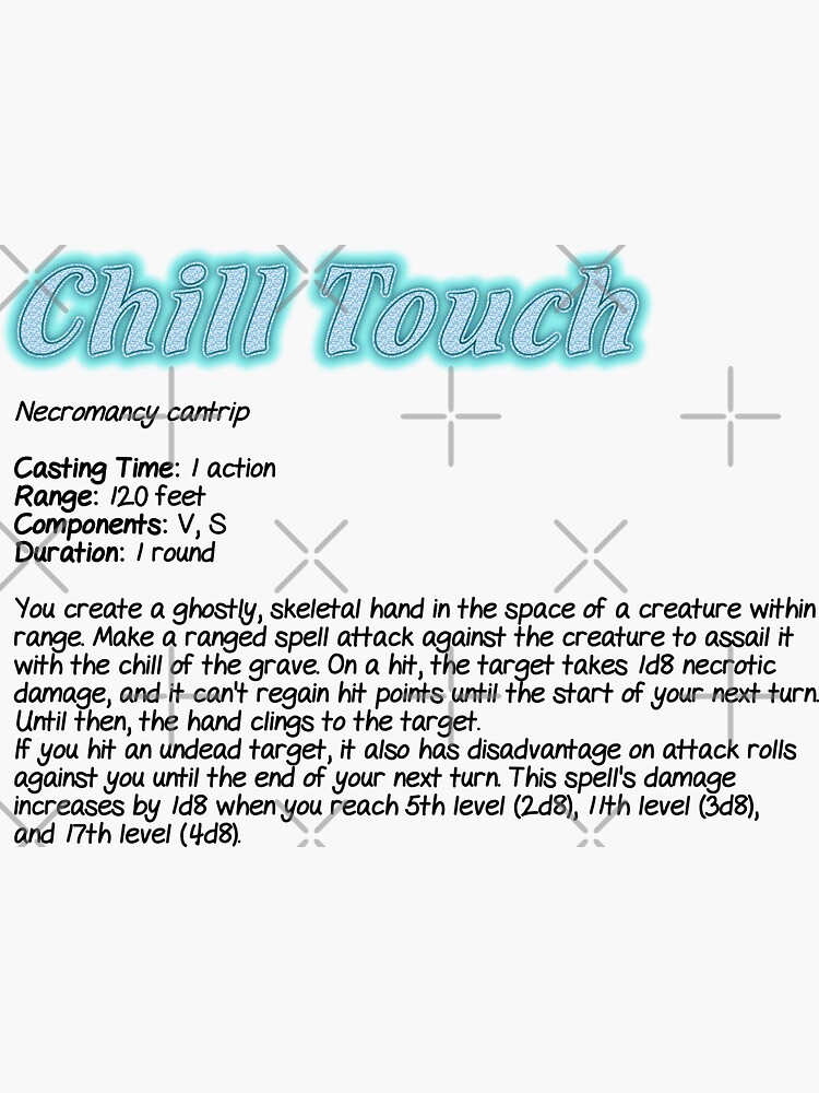 "Spell: Chill Touch" Sticker for Sale by Judge-Hatchet | Redbubble