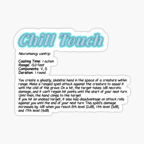 "Spell: Chill Touch" Sticker for Sale by Judge-Hatchet | Redbubble