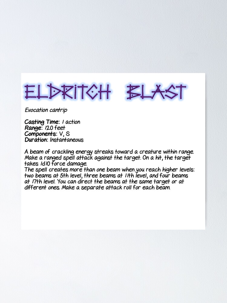 "Spell: Eldritch Blast" Poster by Judge-Hatchet | Redbubble
