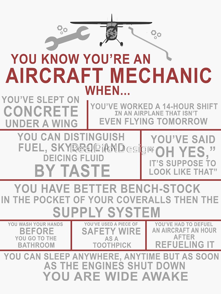 "Aircraft Mechanic Funny A&P Airplane Sayings Design" Sticker for Sale ...