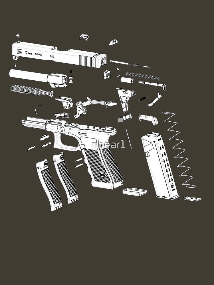 "G17 Pistol Exploded View" T-shirt for Sale by nbear1 | Redbubble ...