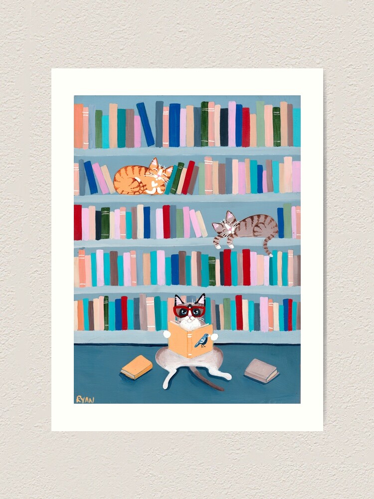 "Cats in the Library" Art Print by kilkennycat | Redbubble