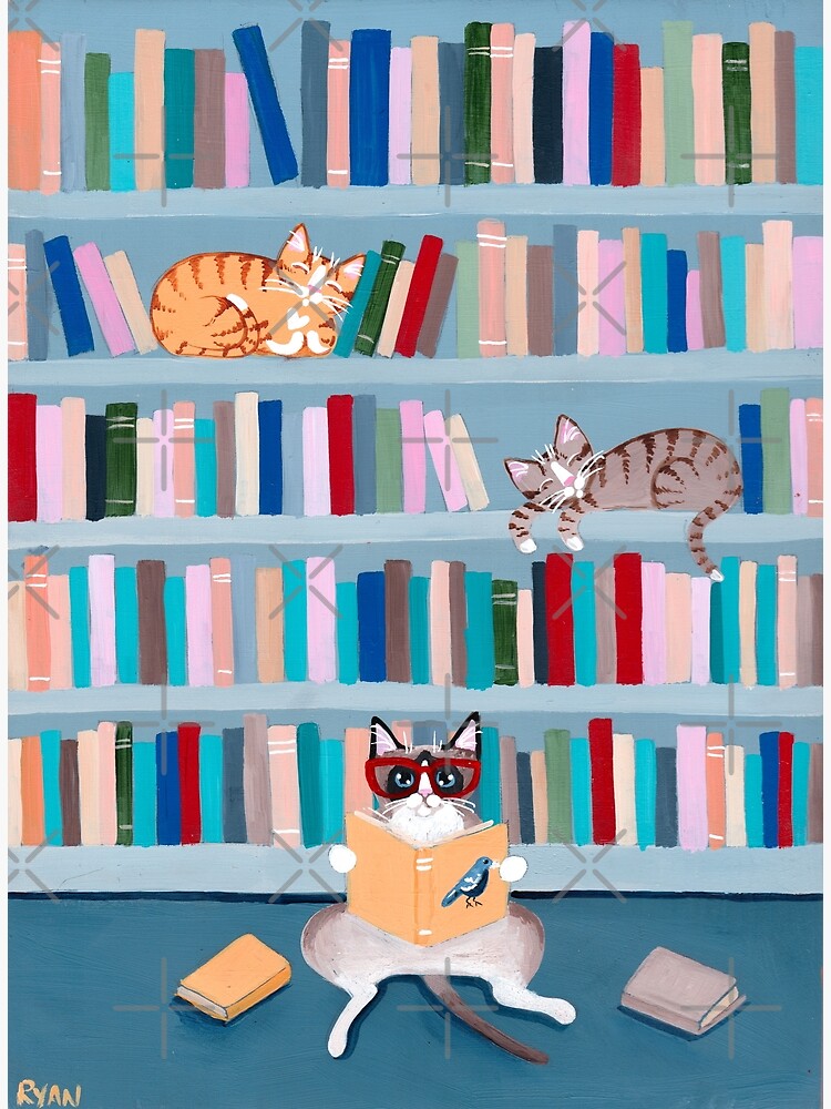 "Cats in the Library" Art Print by kilkennycat | Redbubble