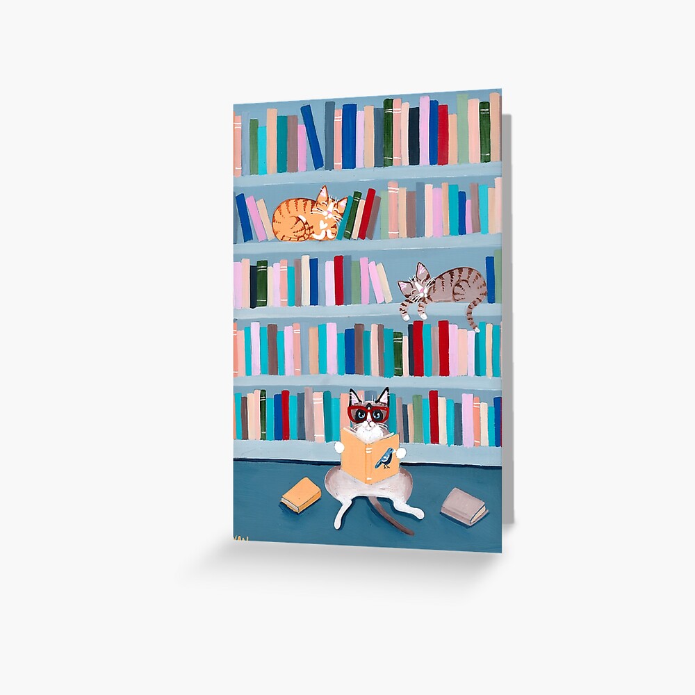 "Cats in the Library" Greeting Card by kilkennycat | Redbubble