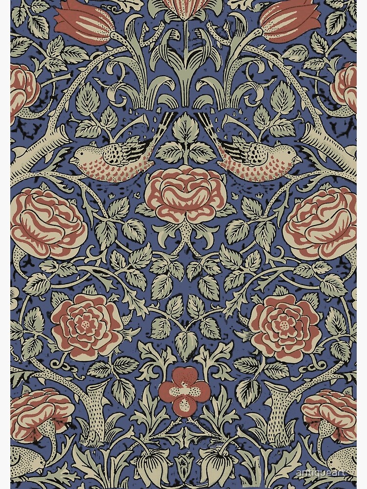 "William Morris Tudor Rose Wallpaper Pattern" Spiral Notebook for Sale ...