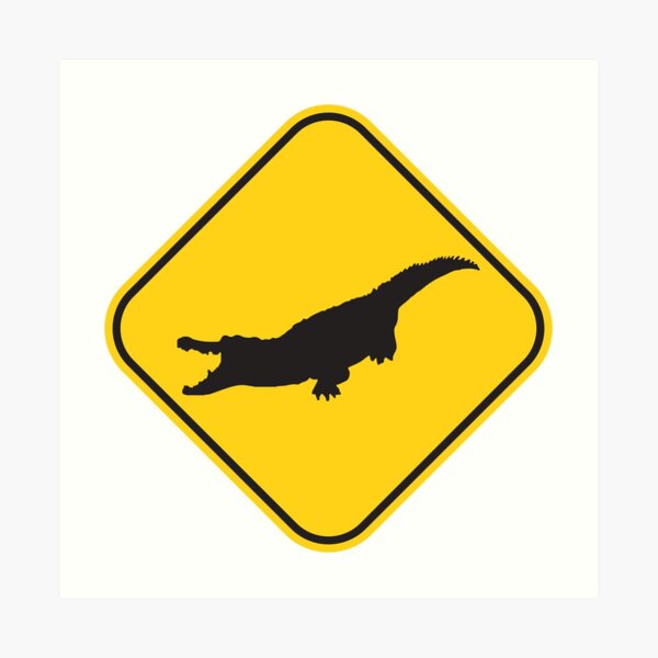 "Crocodile crossing/caution road sign!" Art Print for Sale by ArtBart ...
