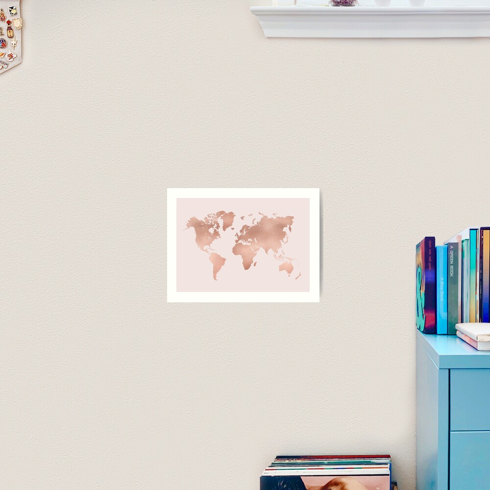 "Rose Gold World Map" Art Print by lolomastudio | Redbubble