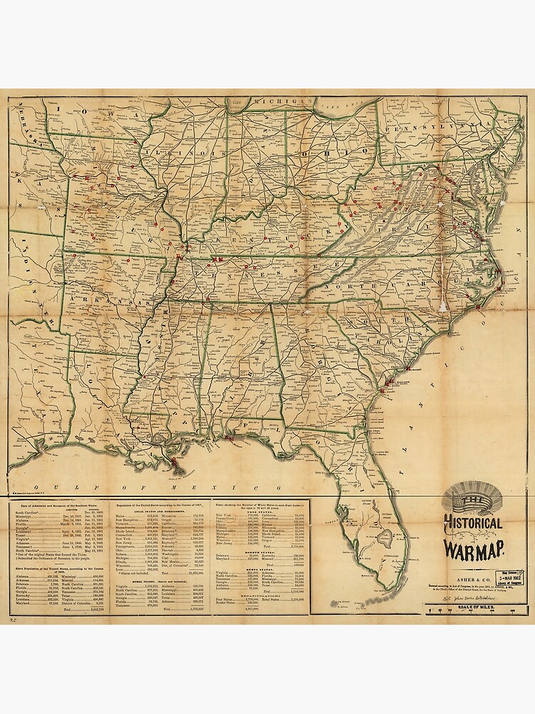 "The Historical Civil War Map (1862)" Poster for Sale by allhistory ...