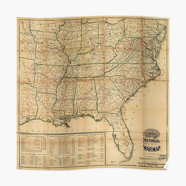 "The Historical Civil War Map (1862)" Poster by allhistory | Redbubble