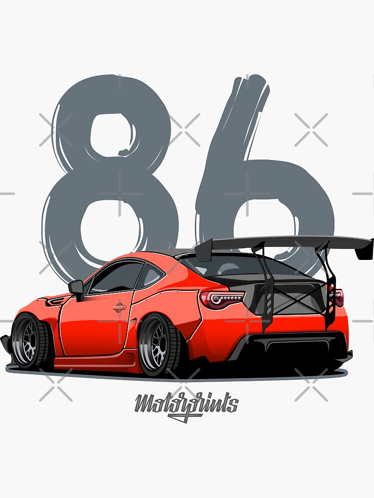 "Hachiroku GT86 (orange)" Sticker by MotorPrints | Redbubble