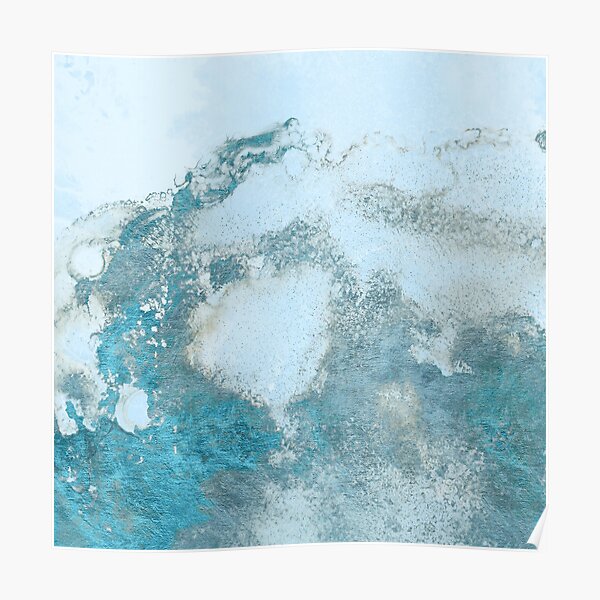 "Ice Blue Metal Foil and Light Blue Faux Marble Texture" Poster for ...