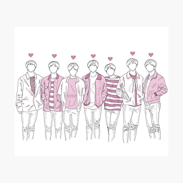 "BTS Line art" Photographic Print for Sale by GXNER-art | Redbubble